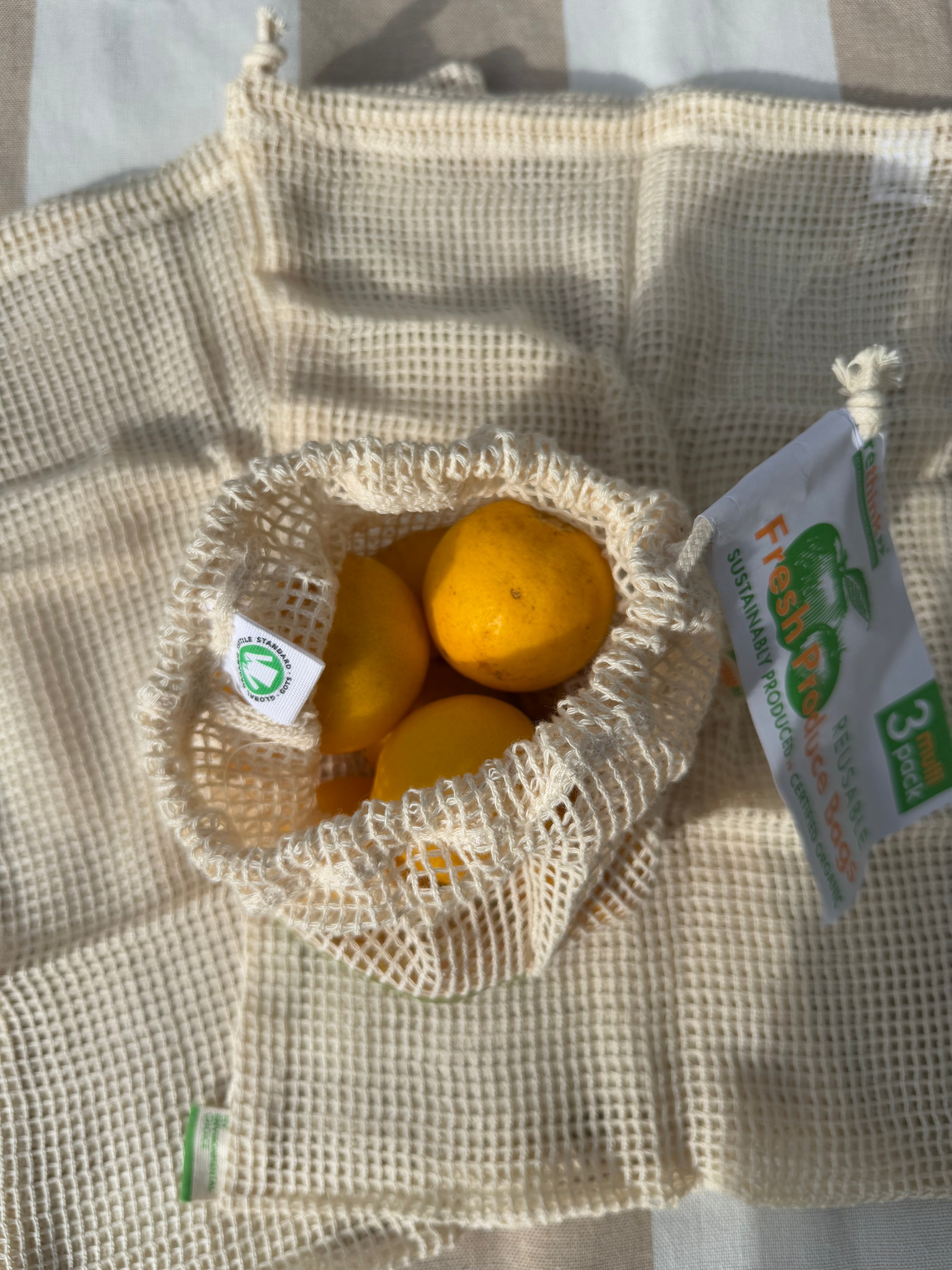 Reusable produce bags (2 large, 1 small) – Little Farms NZ